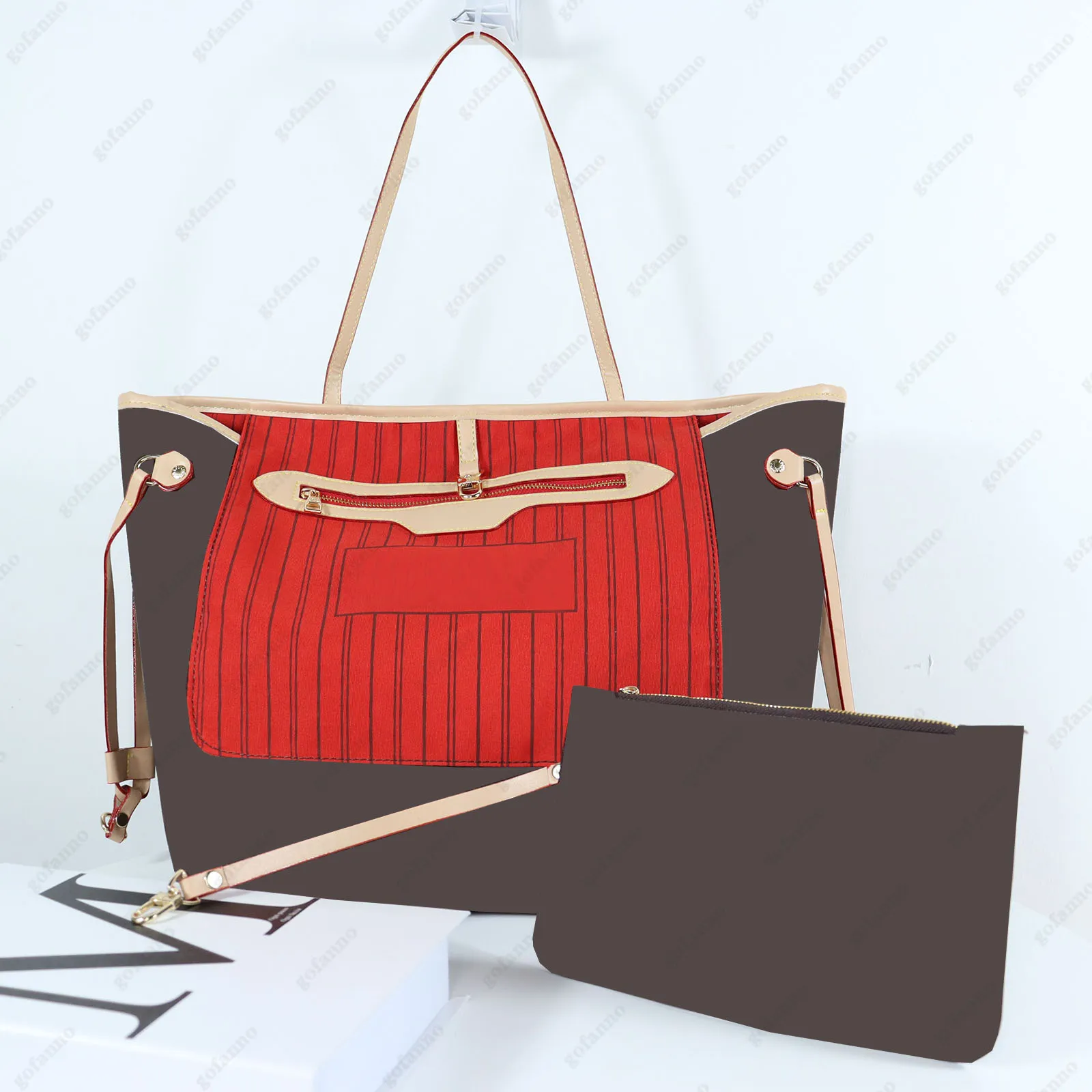 Premium Quality Double-Sided Leather Tote Handbag with Small Purse ...