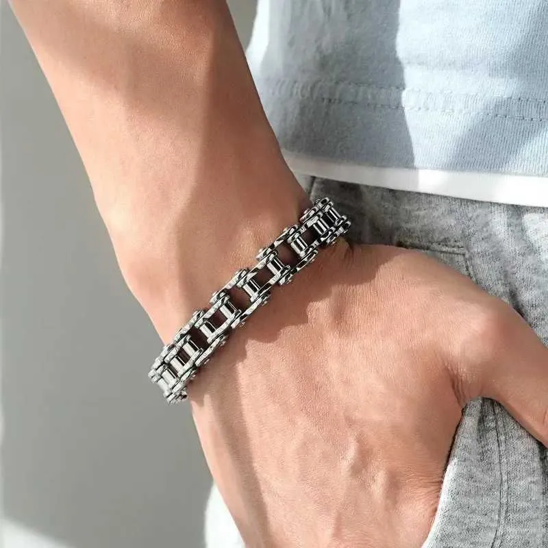 Stylish Stainless Steel Motorcycle Chain Bracelet - Mens Punk Jewelry ...