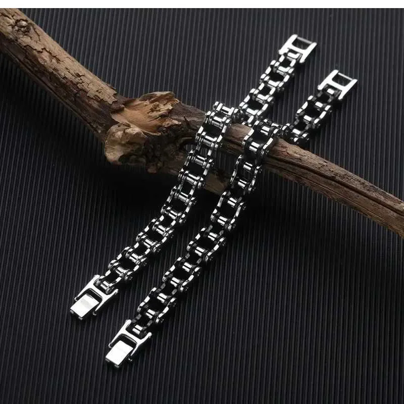 Stylish Stainless Steel Motorcycle Chain Bracelet - Mens Punk Jewelry ...