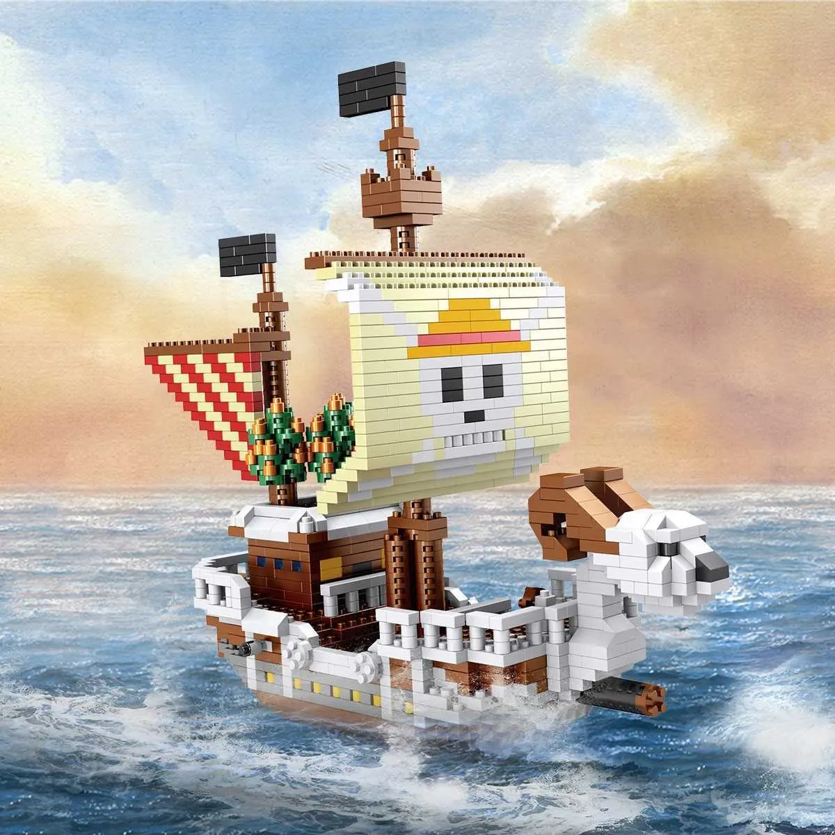 Ocean Pirate Ship 3D Model Building Blocks Kit Mini Sailboat War Toy ...