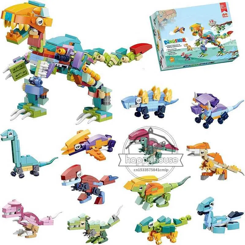 Dino Blocks: 12 In 1 Dinosaur Transformation Building Bricks Set, Mini ...