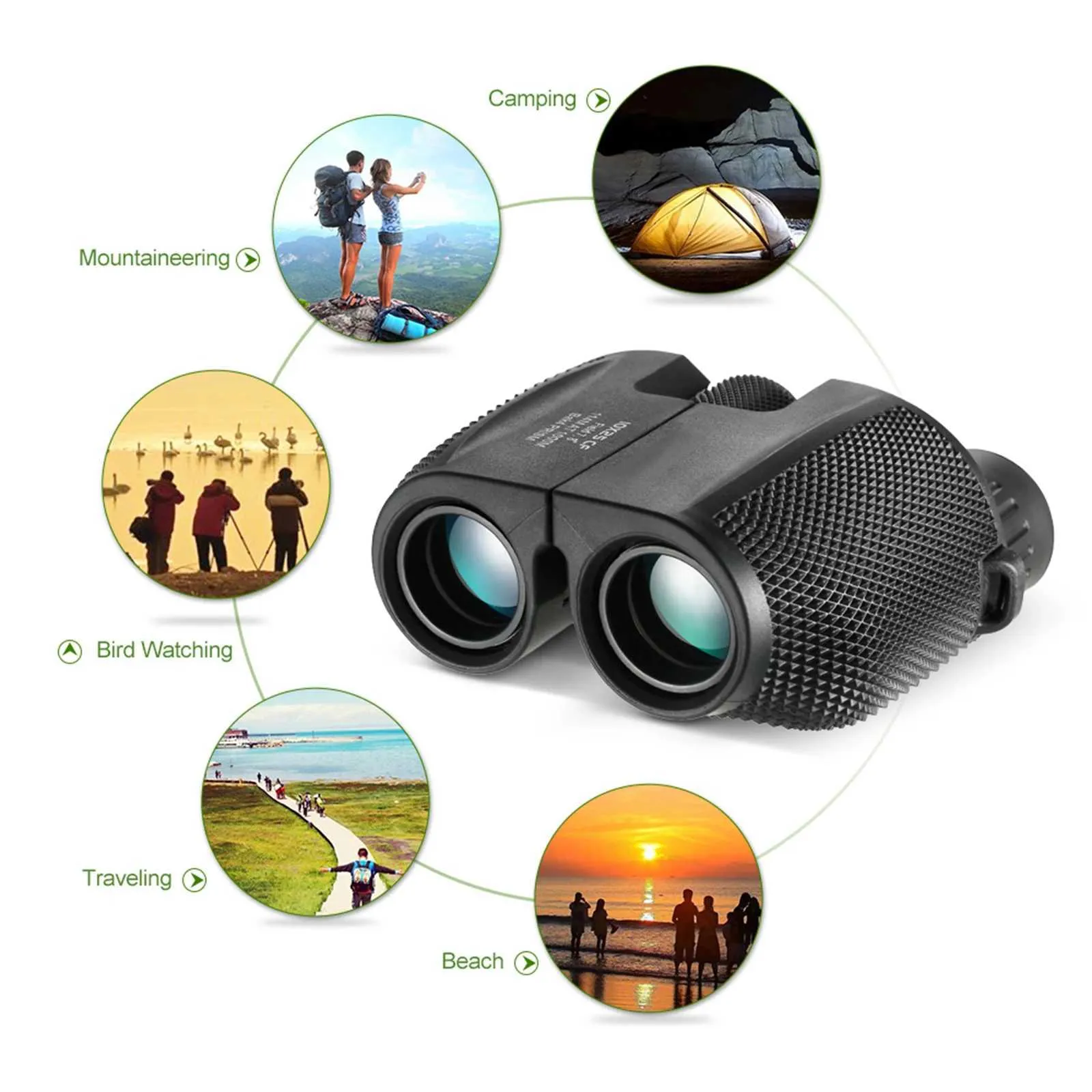 10x25 Outdoor Camping Bifocal Binoculars Waterproof with BAK4 Prism for ...