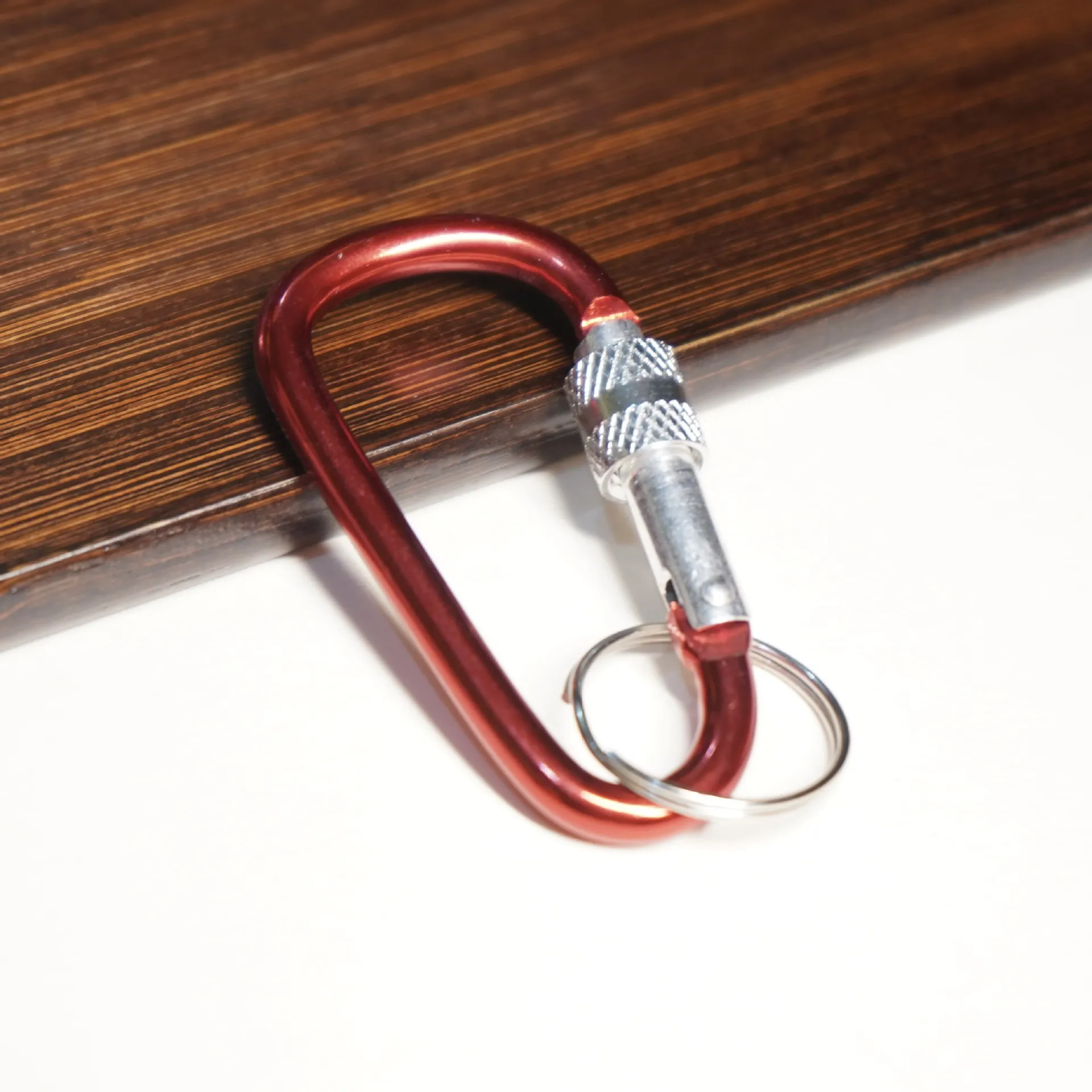 Heavy Duty Lockable D Carabiner With Loop For Mountaineering Aluminum ...