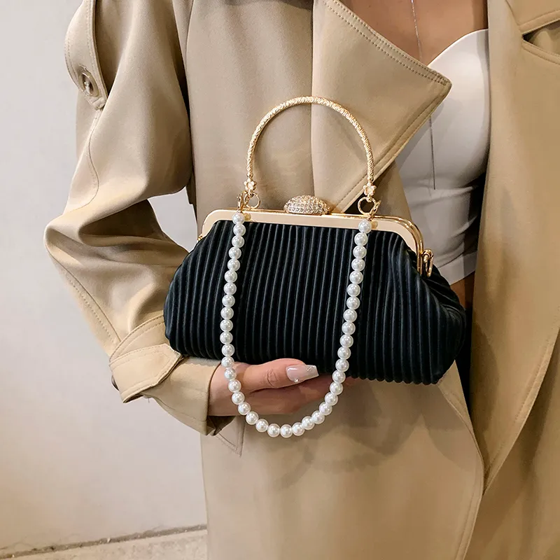 Drawstring Women Evening Bag PU Patent Leather Mini Clutch with Hasp ...