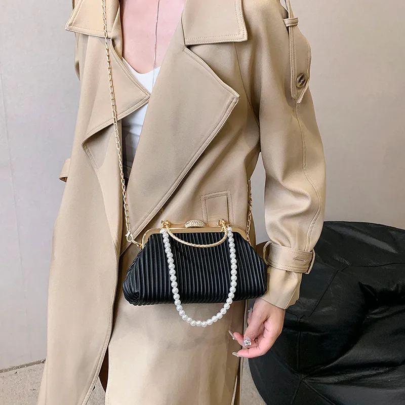 Drawstring Women Evening Bag PU Patent Leather Mini Clutch with Hasp ...