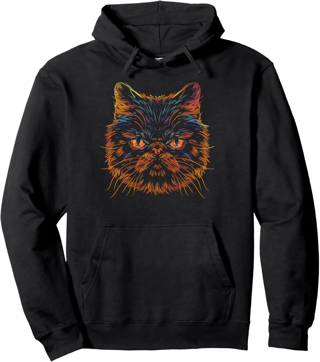 Colorful Cat Sketch Pullover Hoodie - Unique Art Gift for Cat Lovers ...