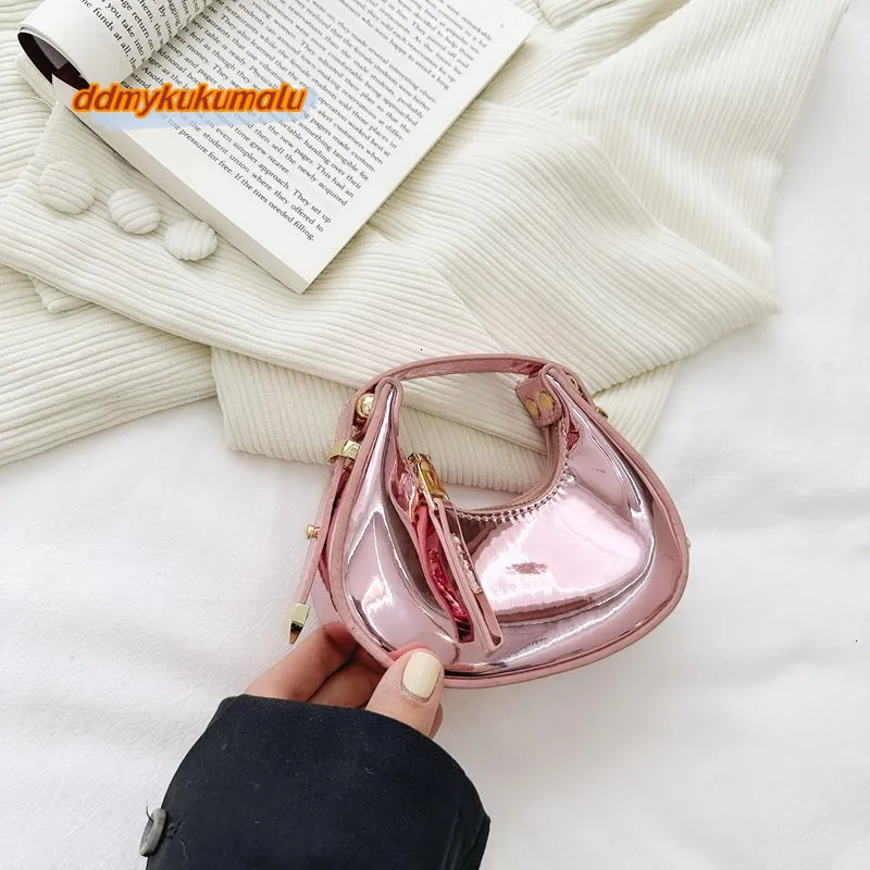 Mini Half Moon Bag: Chic Glossy PU Leather, Cute & Compact! Shop Now ...