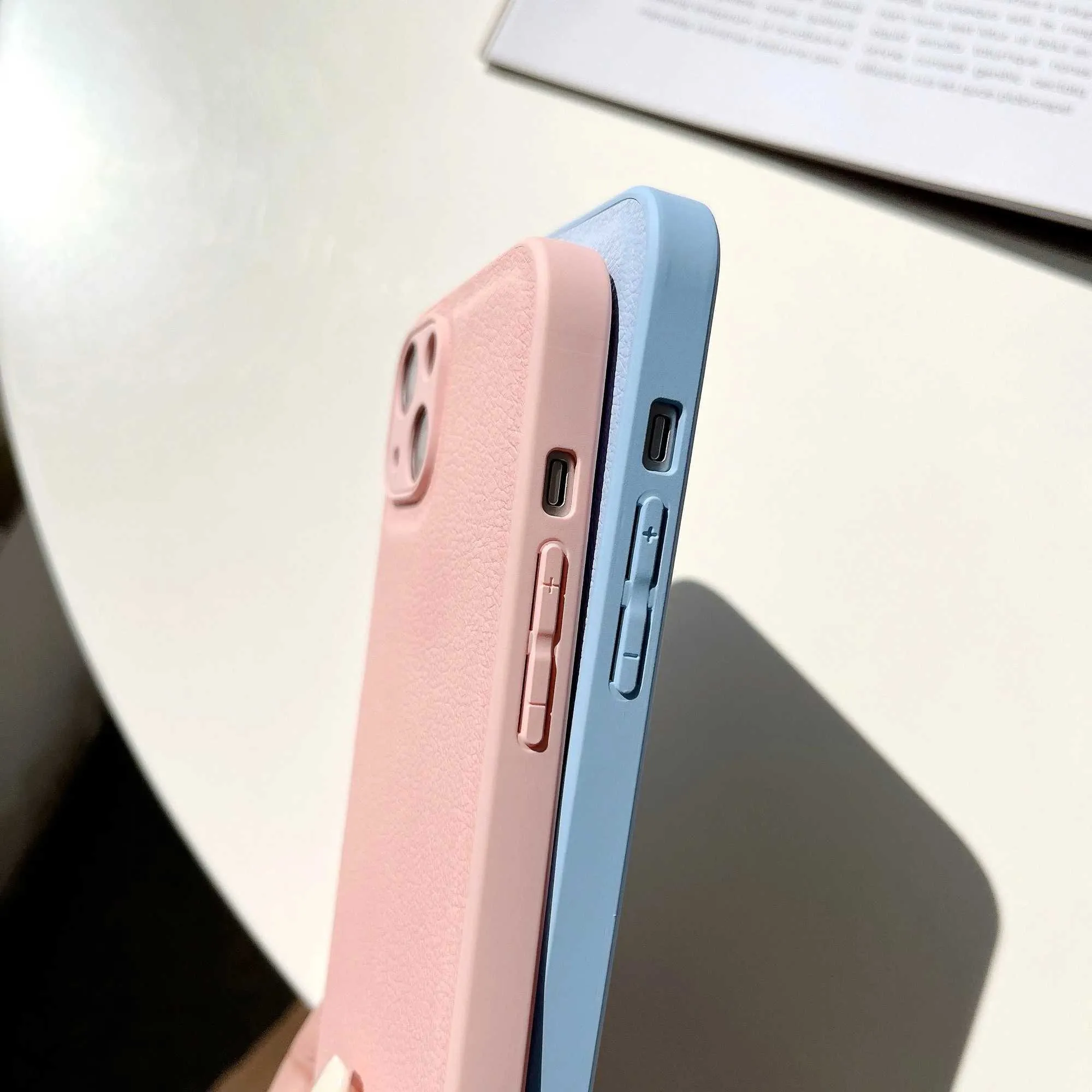 Luxury Solid Color PU Leather Silicone Phone Case - iPhone 11-14 Pro ...