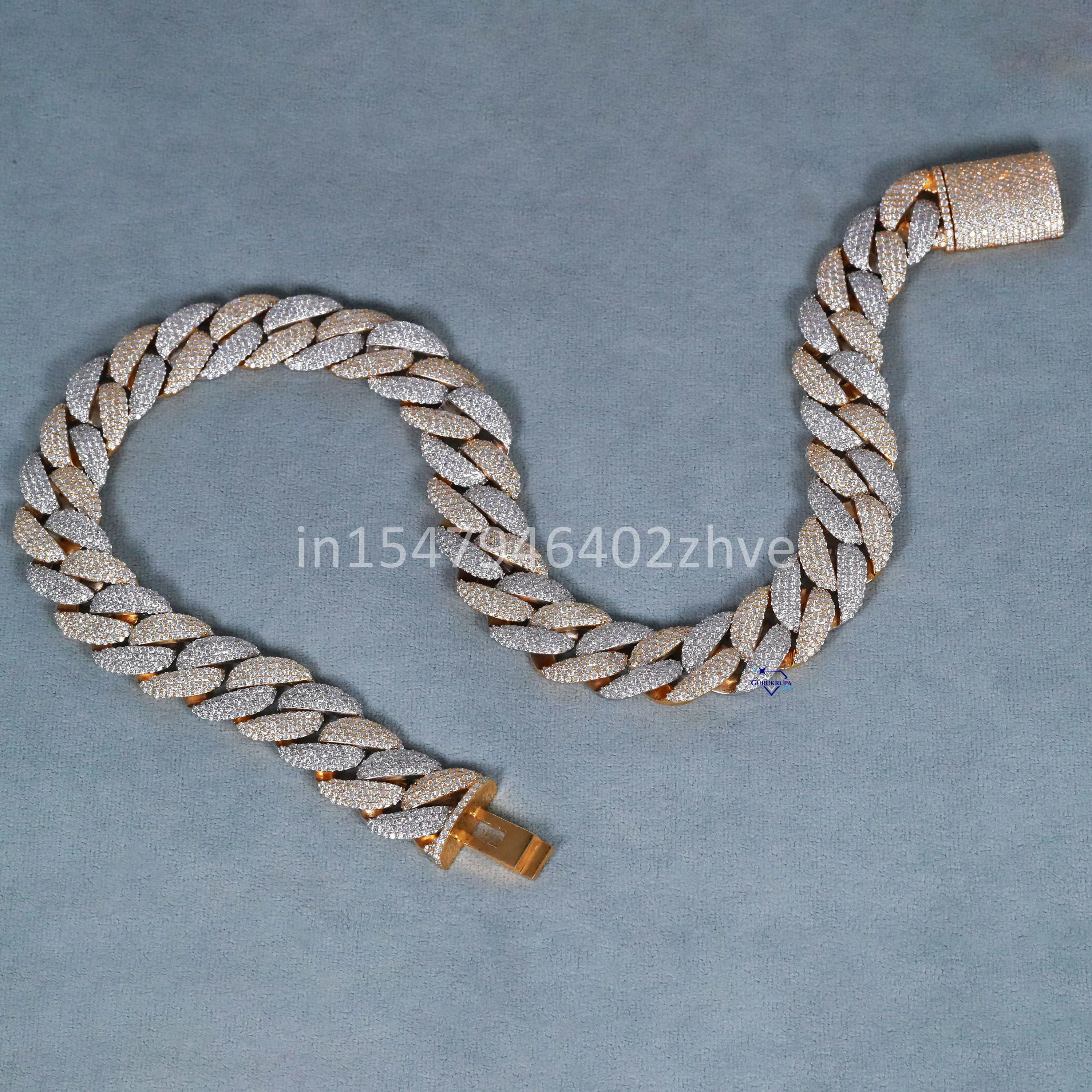 Moissanite chain with white moissanite stones in 18K gold plated ...