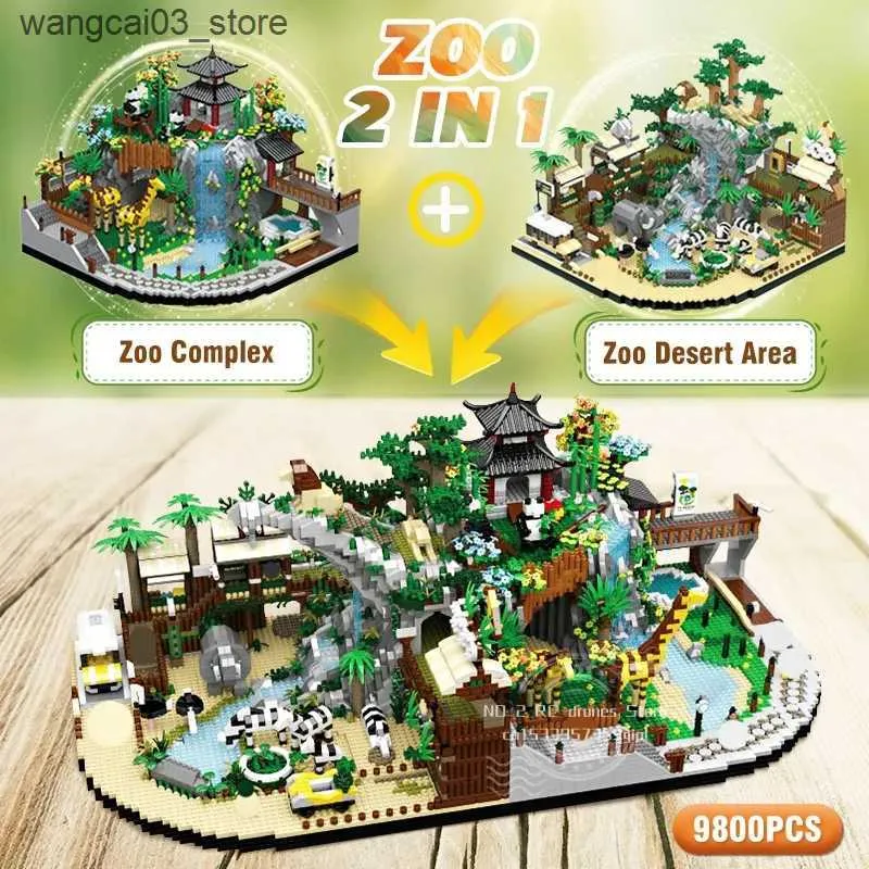 House Zoo Building Blocks Animals Park 2 In 1 Giraffe, Elephant & Zebra ...