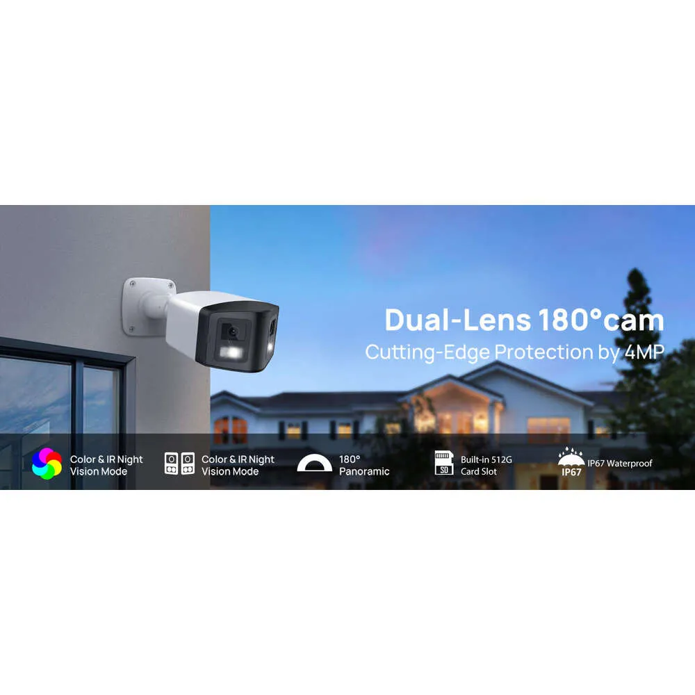 4MP Color Night Vision Security Camera - 180° Panoramic View, Wide ...