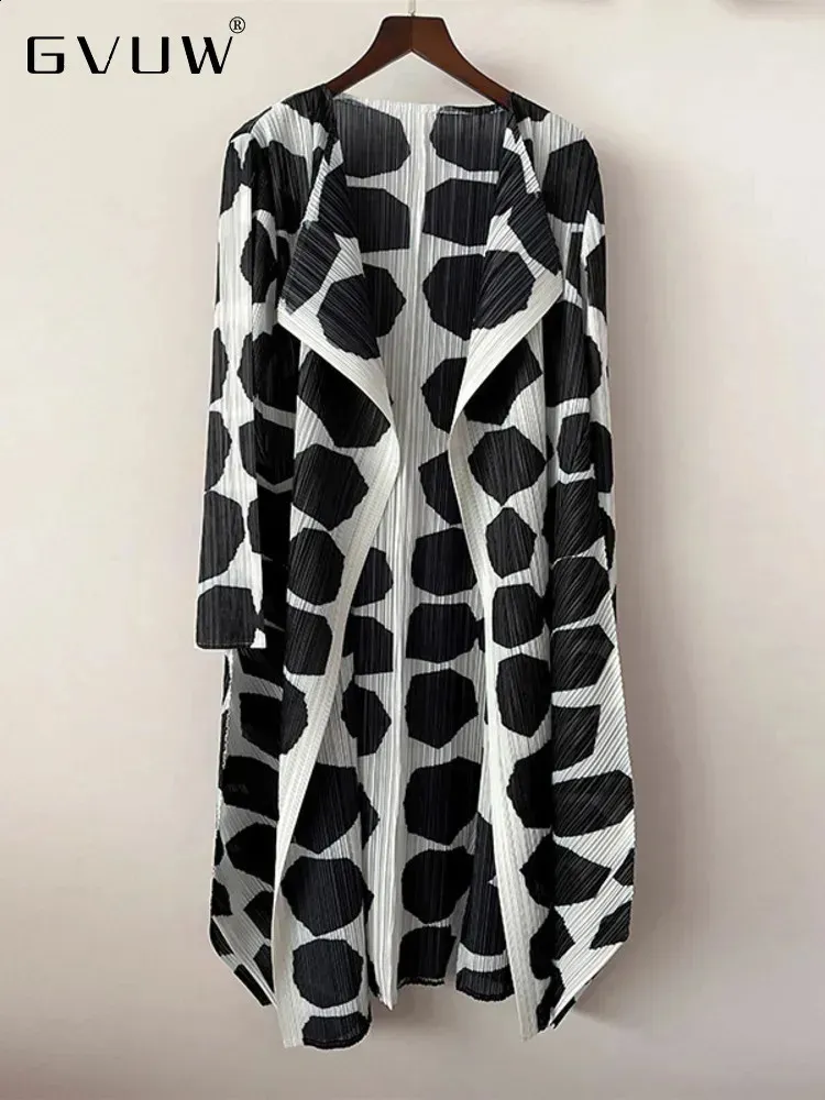 Geometric Print Women's Long Trench Coat - Autumn Style, Open Seam ...