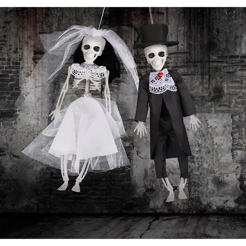 Spooky Halloween Skeleton Bride And Groom Hanging Ornaments For Haunted ...