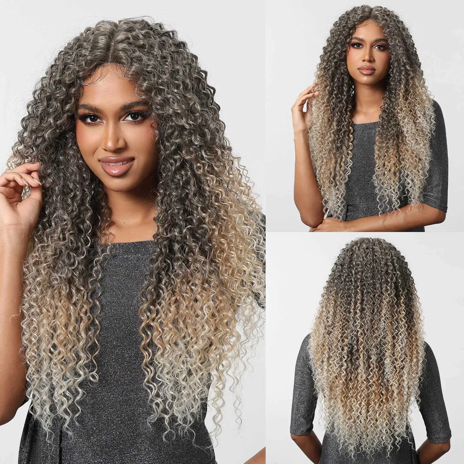 Peluca De Encaje Completo Afro Rizado, Cabello Brasileño, Platino Rubio ...
