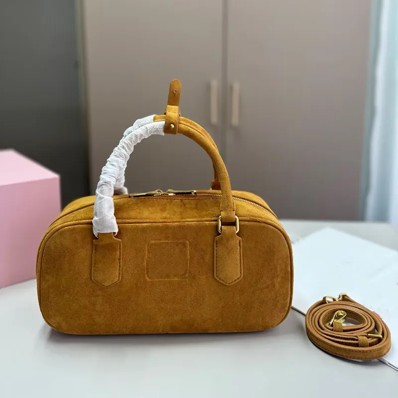 Premium Suede Leather Bowling Handbag: High-Quality Top-Handle Tote Bag ...