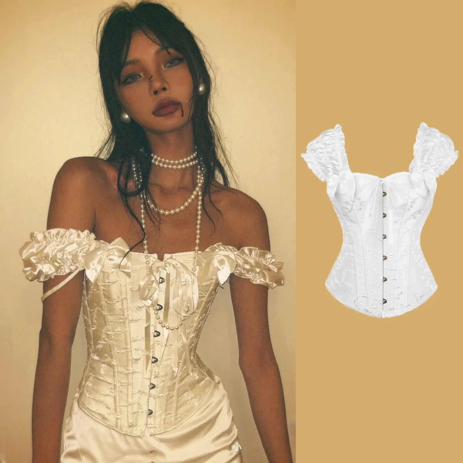 Vintage Gothic Blood Bride Corset Trousers For Women Medieval Role ...