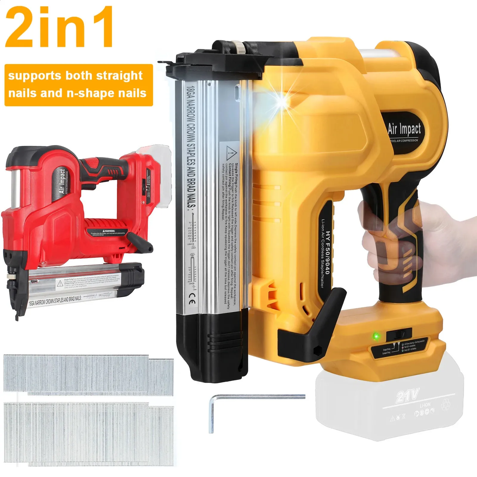 Cordless Electric Nail Gun - Battery Powered for Woodworking, Straight ...