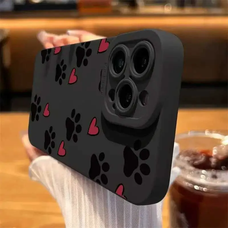 Black Cat Paw Print Phone Case - Soft TPU Protective Cover for iPhone ...
