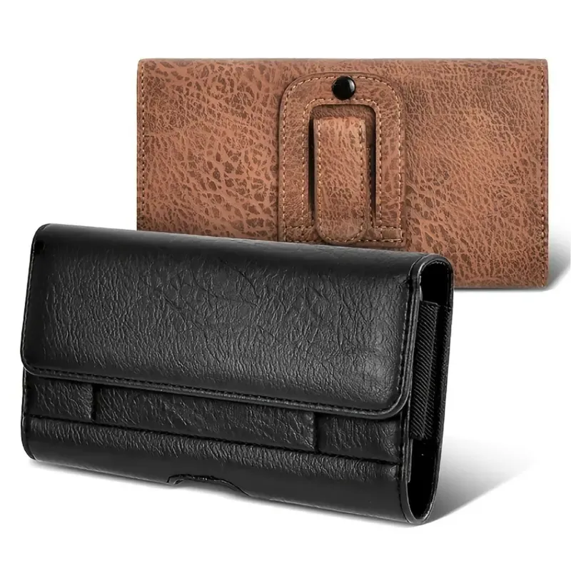 Vegan Leather Horizontal Pouch Case With Magnetic Flap And Belt Clip ...