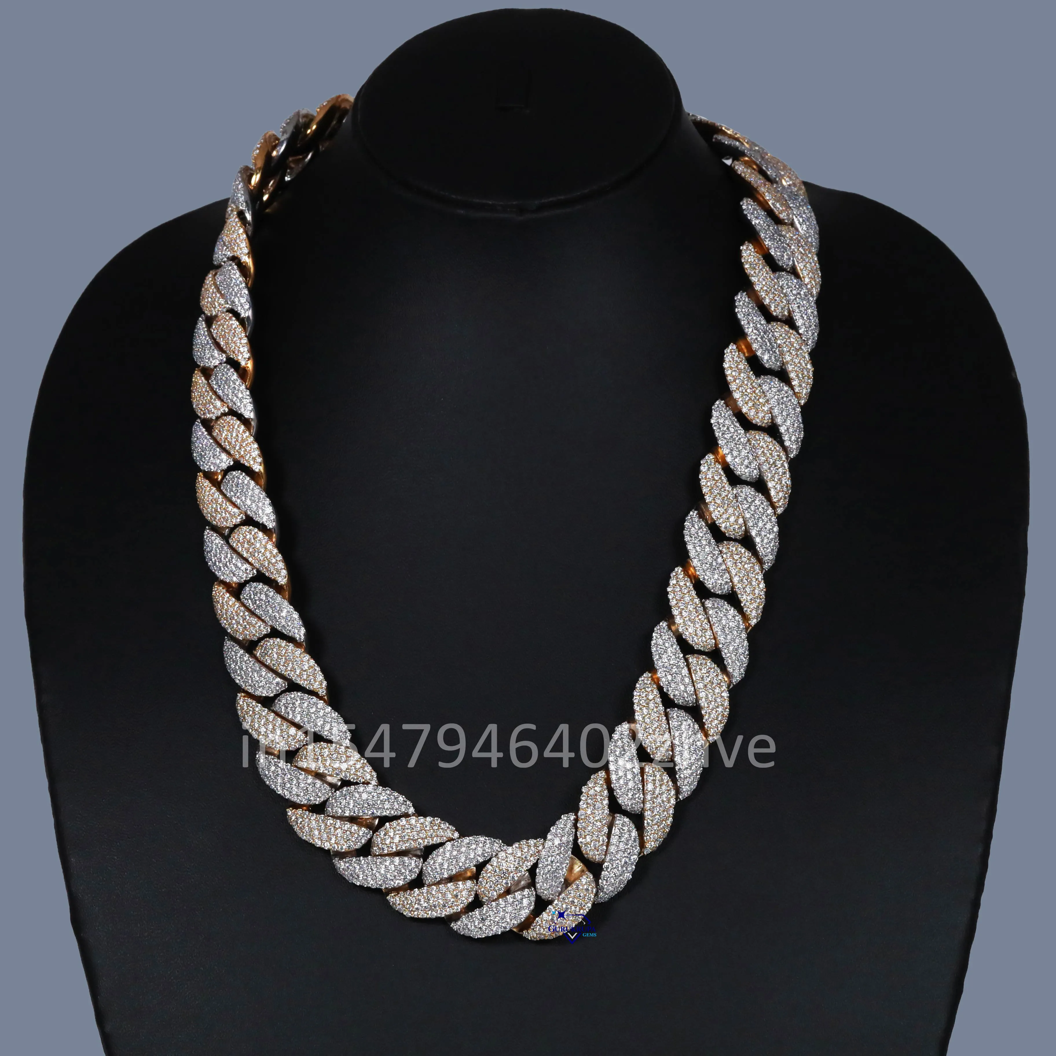 Moissanite chain with white moissanite stones in 18K gold plated ...