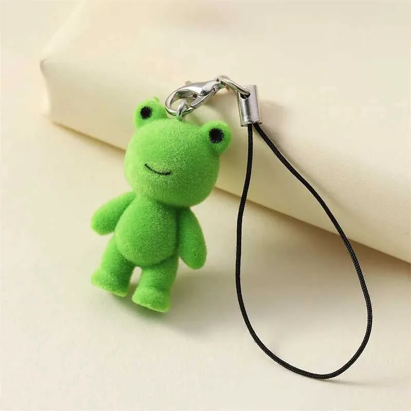 Cute Flocked Frog Keychain - 3D Plush Couple Charms for Backpacks, Car ...