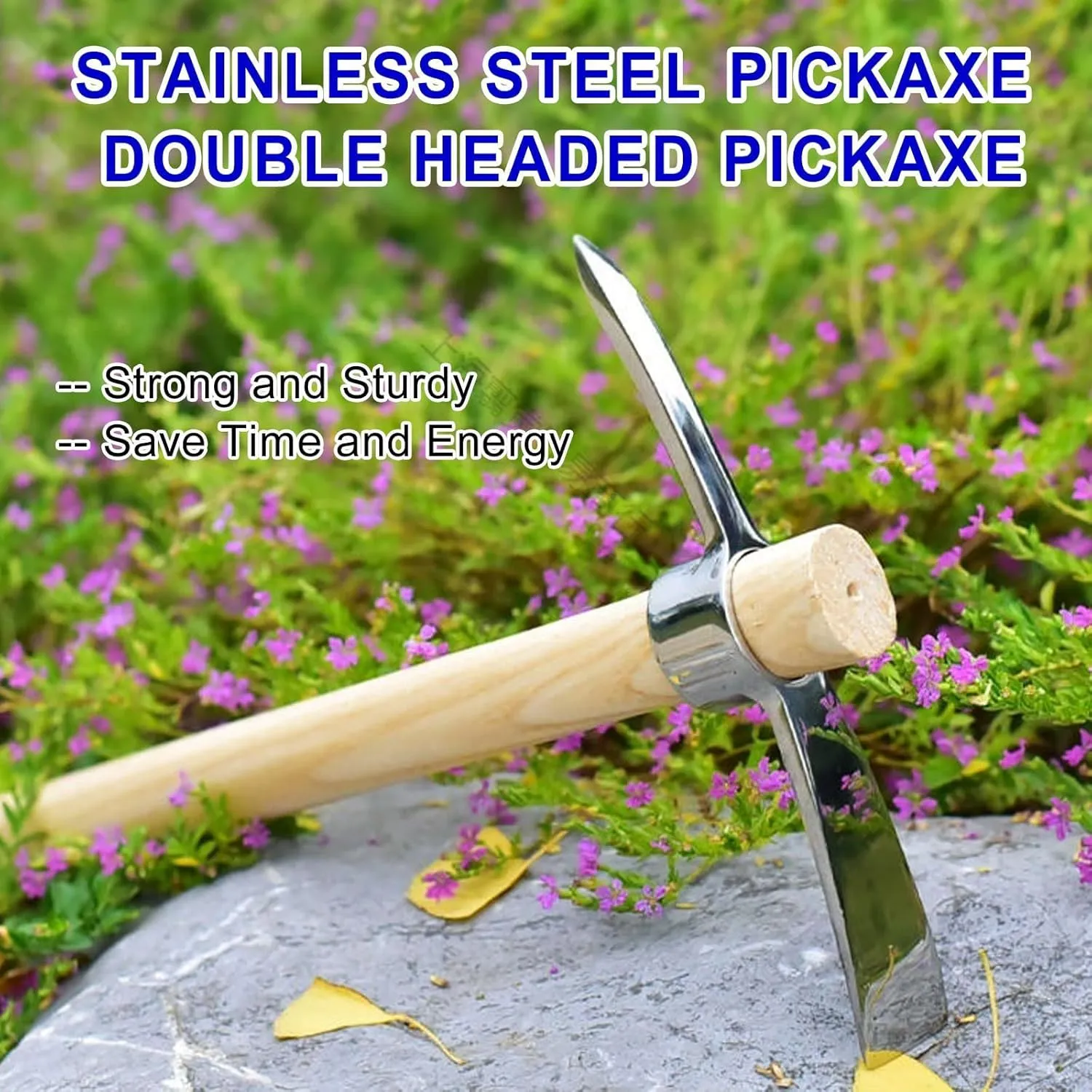 Heavy-Duty Stainless Steel Pickaxe - Double Headed Garden Tool ...