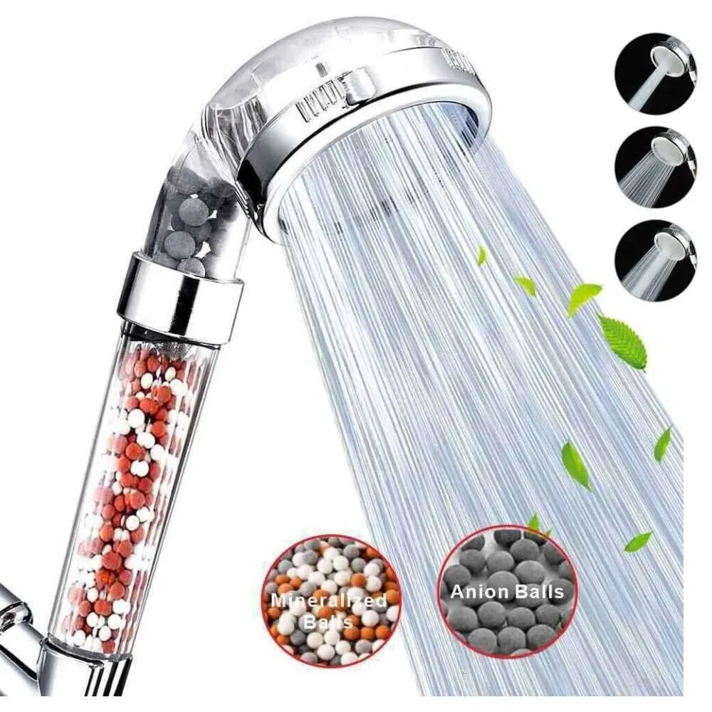 High Pressure 3-Function Shower Head with Anion Filter - Water Saving ...