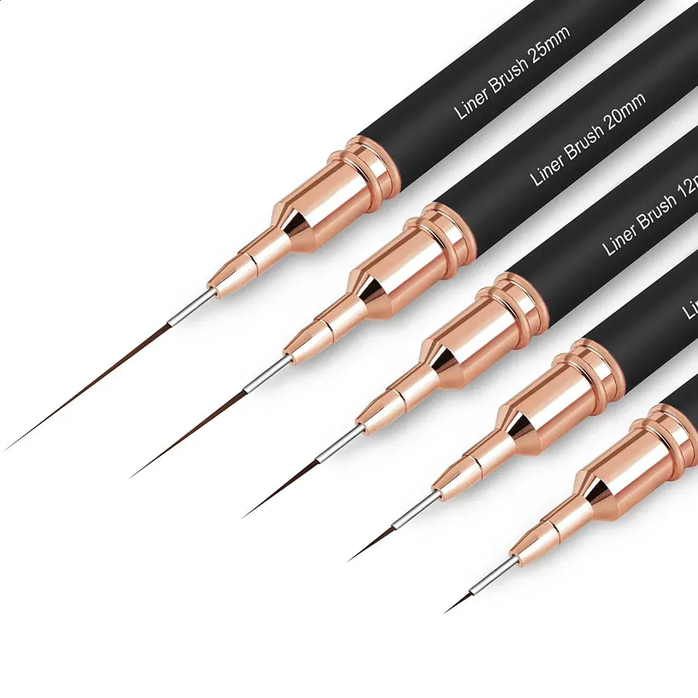 Black Nail Art Liner Brushes Set - 5 Sizes, Precision Painting ...