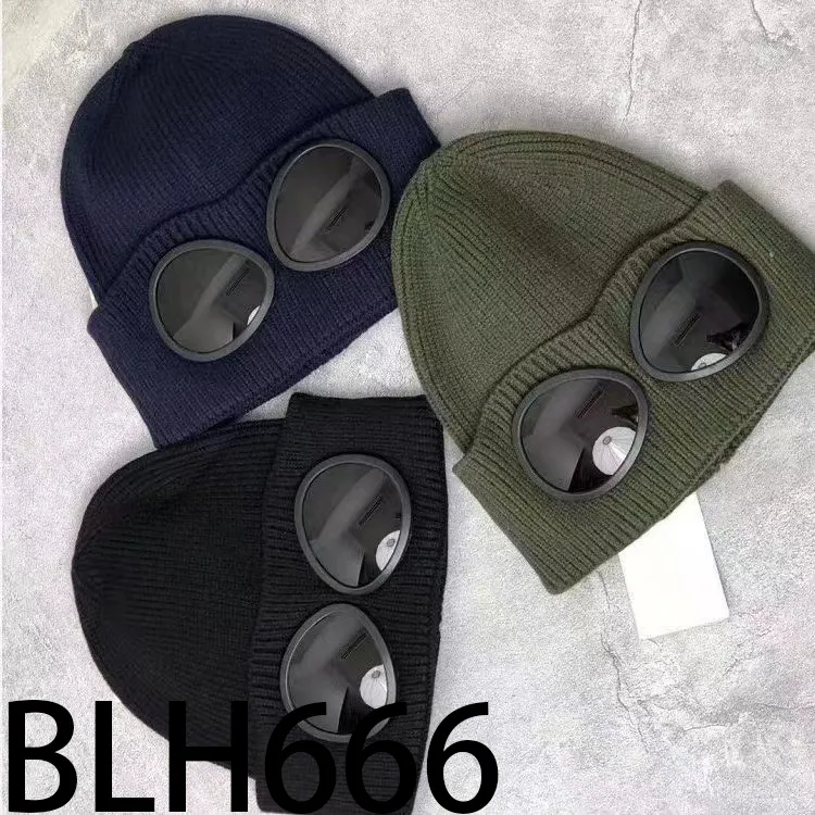 Designer Beanie Cap Hat: Winter Knitted Skull Cap With Goggles Glasses ...
