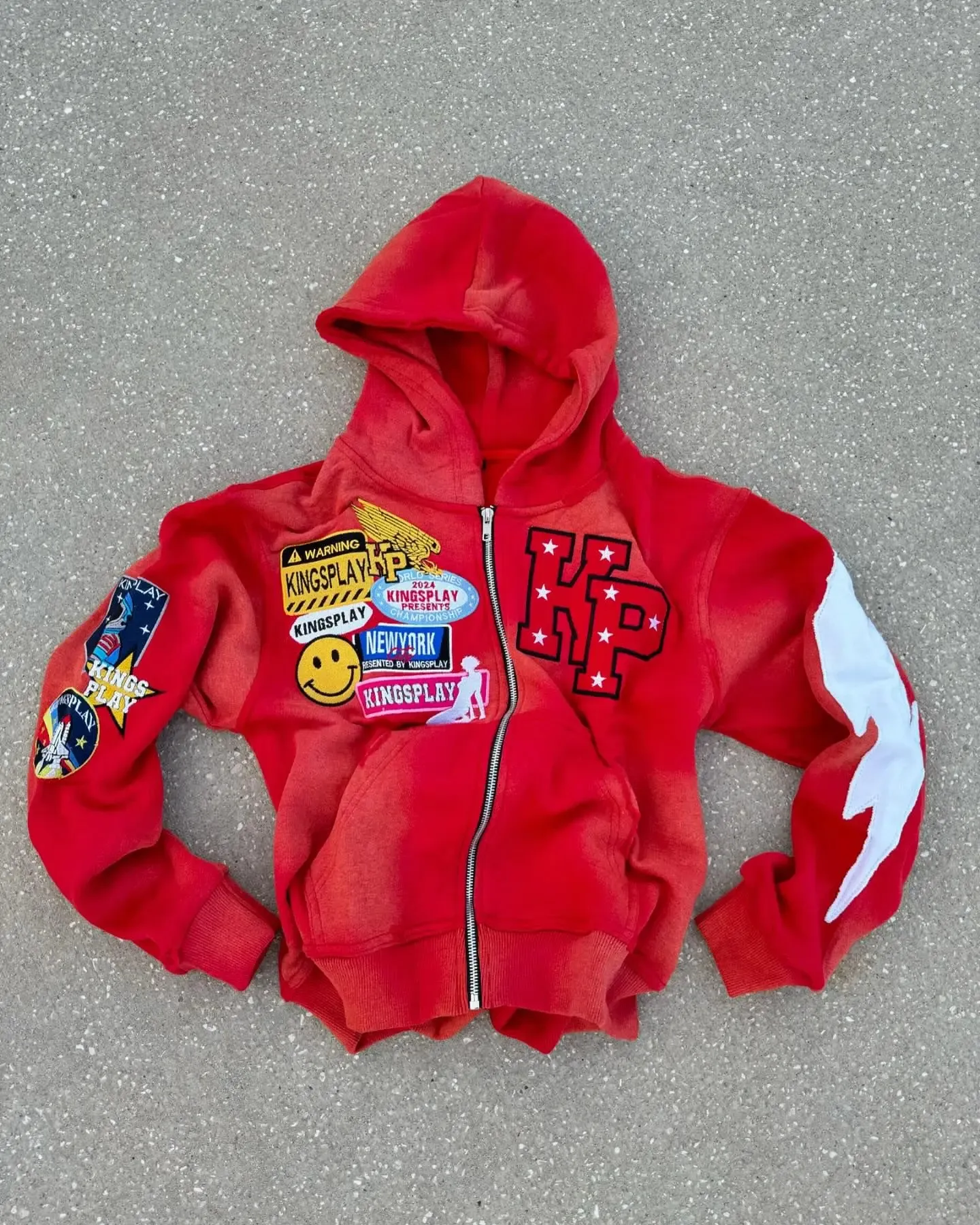 Retro Hip Hop Multi-Color Embroidered Zipper Hoodie American Street ...