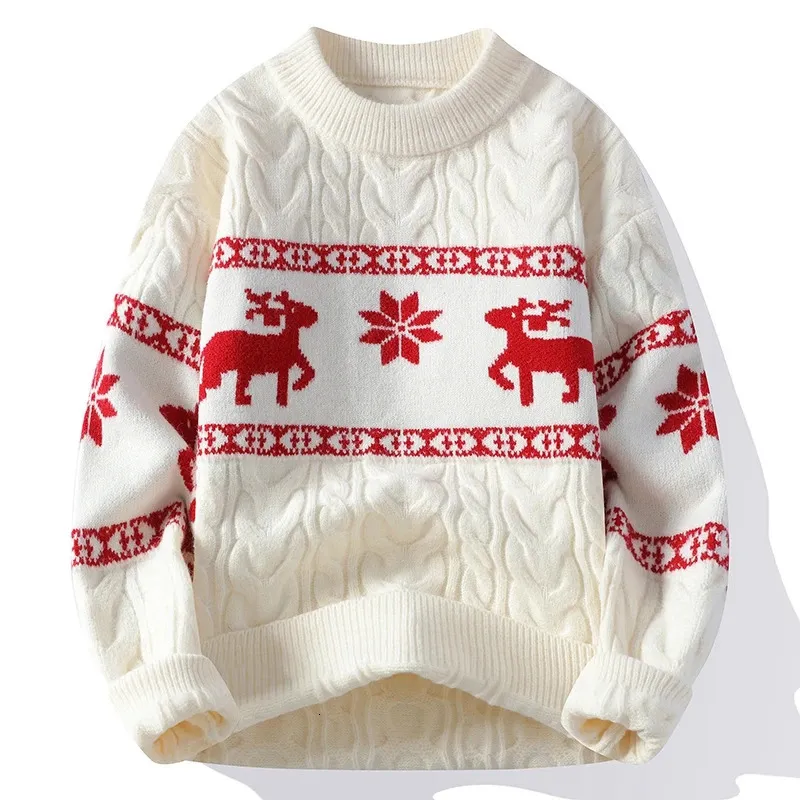 Men's Cashmere Sweater Warm & Thick, Deer Pattern, Korean Harajuku ...