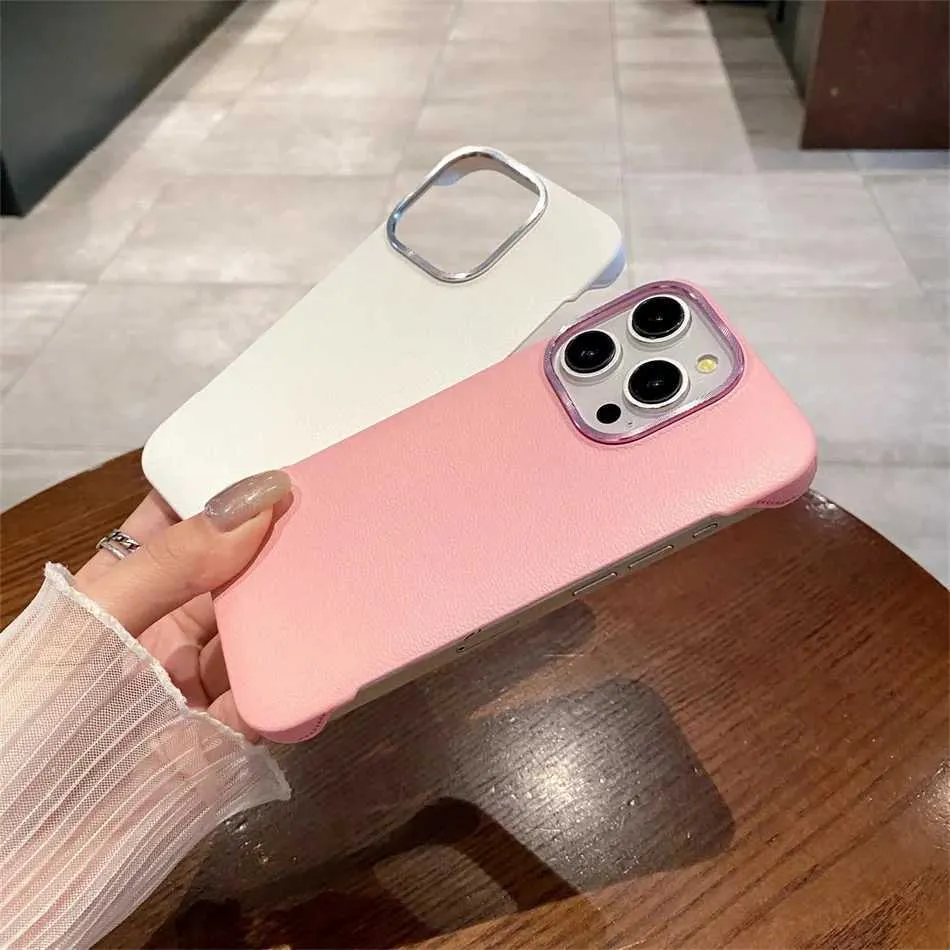 Lychee Patterned Leather Phone Case with Metal Camera Ring for iPhone ...