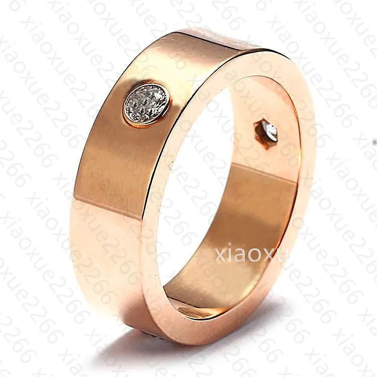 Designer 18K Gold Plated Titanium Steel Rings for Couples with Diamonds Anniversary Jewelry