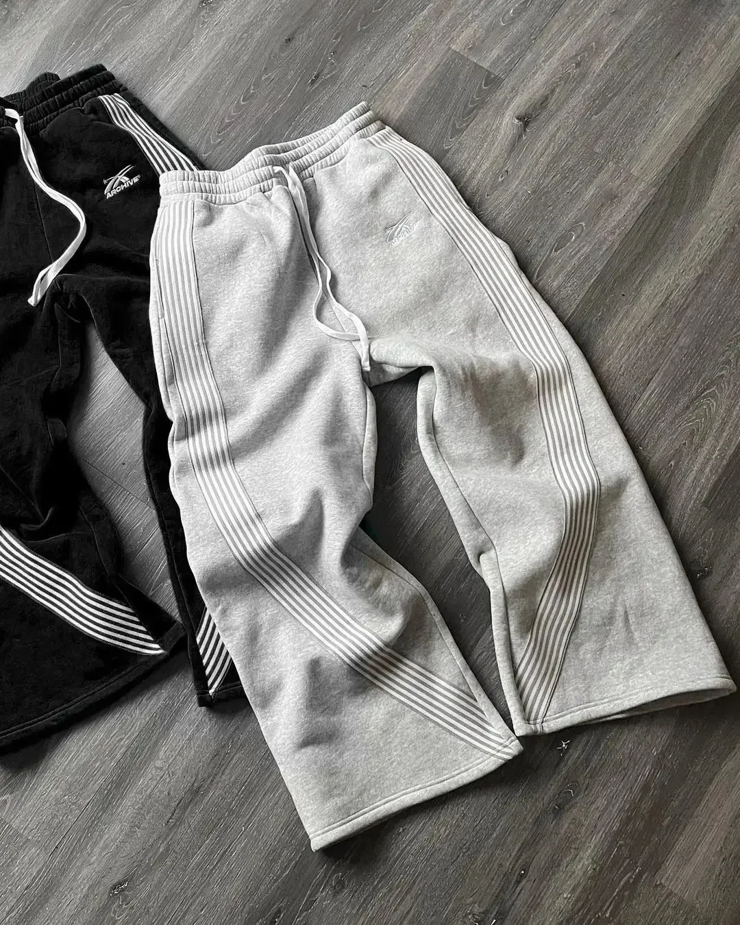 Gray Embroidered Casual Pants with Drawstring - Tactical & Functional ...