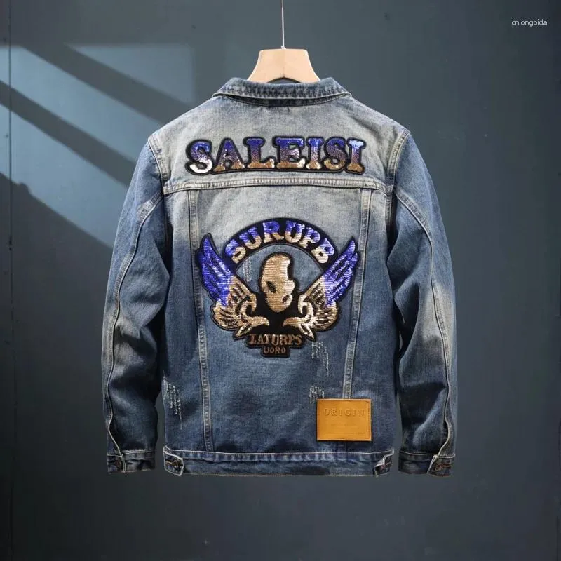 Embroidered Denim Jacket: Retro Fashion Coat, Premium Quality Men's ...