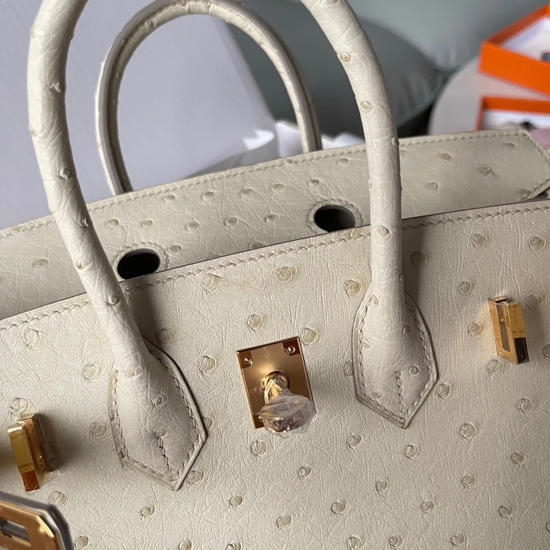 Ostrich Leather Handbag: Handmade Designer Business Bag 25/30cm ...