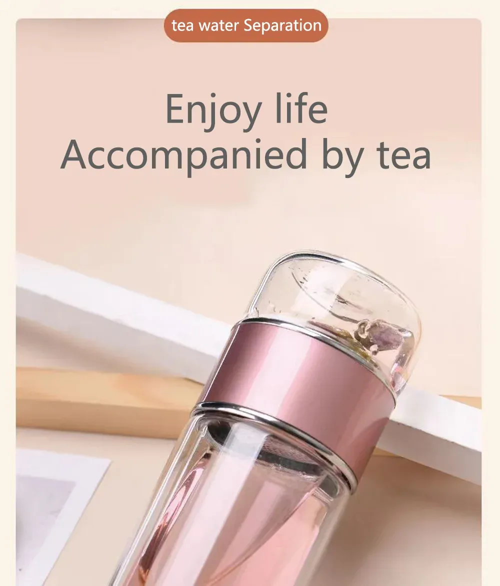 350/500ml Double Wall Tea Infuser Bottle - Portable Tea Water ...