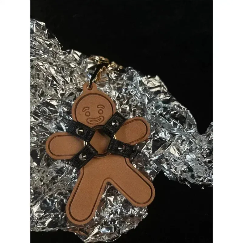 3 Gingerbread Man Keychain Punk Style Leather Bag Pendant For Men And ...