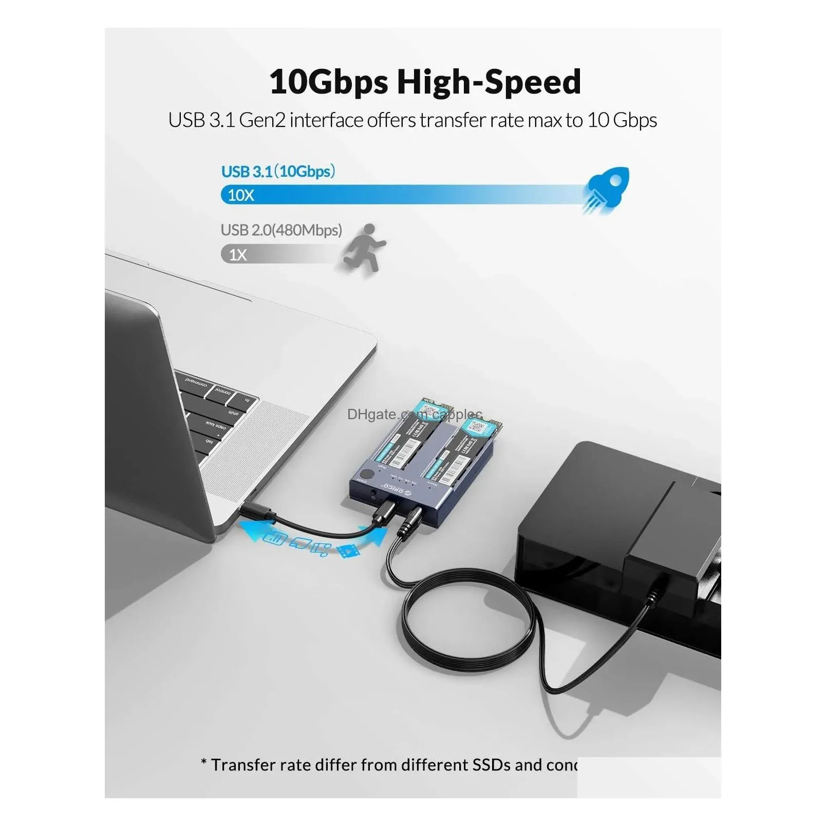 Orico M.2 NVMe Dual Bay USB C To SSD Enclosure Internal Ssd Drive ...