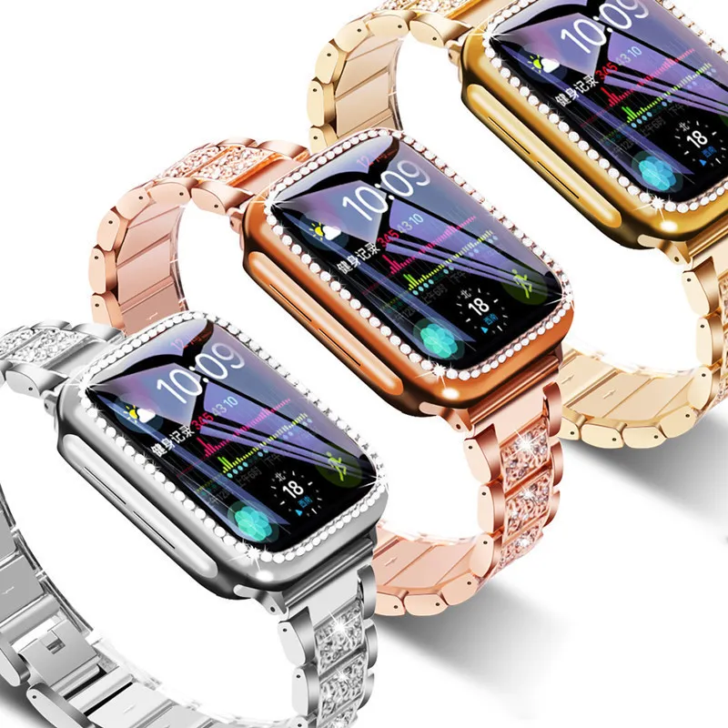 Diamond Apple Watch Case, Protective Bumper With Band Sparkling Crystal ...