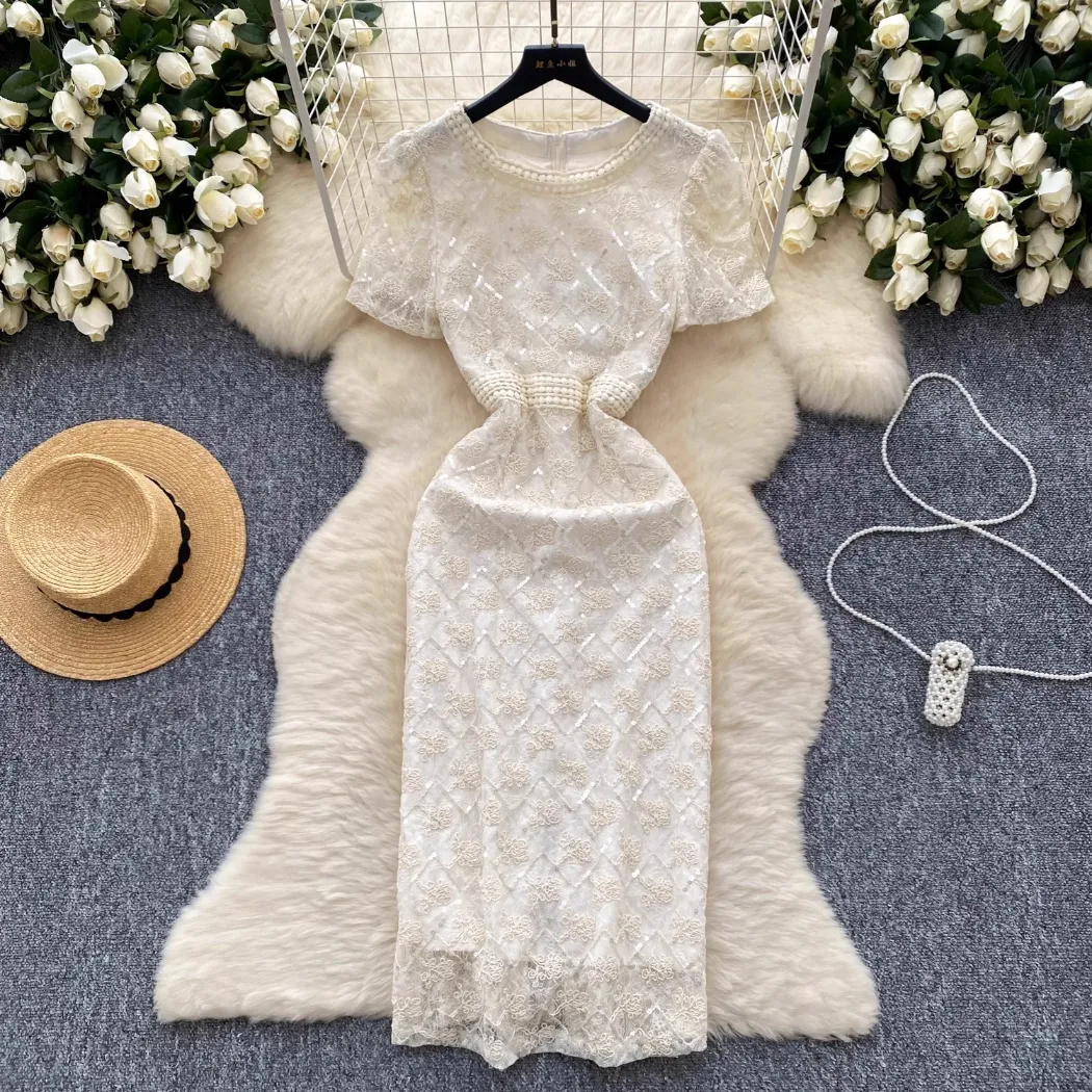 Sequin Embroidery Fabric Top Retro Style Cinched... From ...