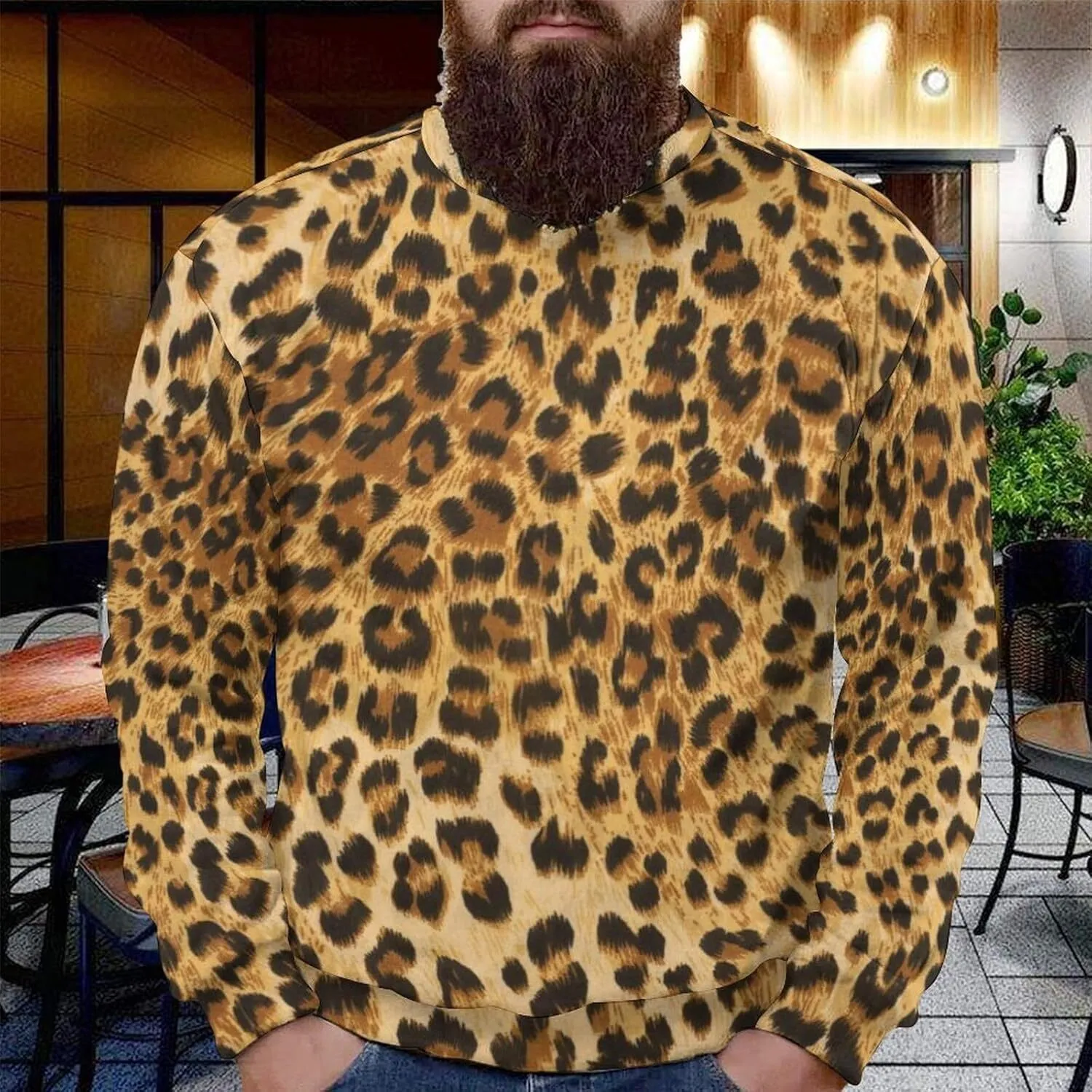 Leopard Print Shirts For Men: Long Sleeve Crew Neck... From Cloch ...
