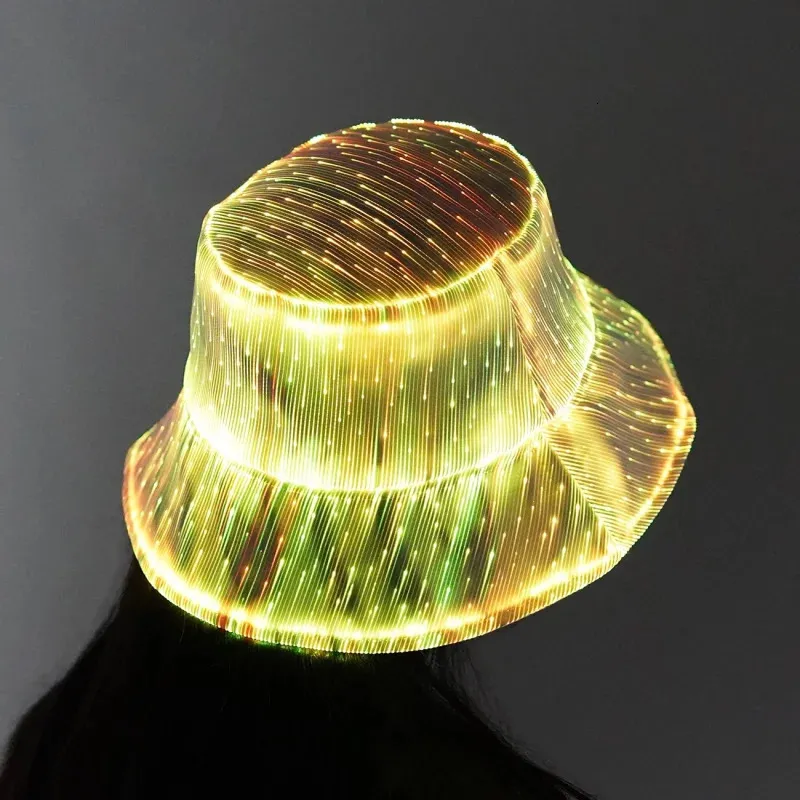Luminous Fiber Optic Bucket Hat - LED Light Up Knit Hats for Adults ...