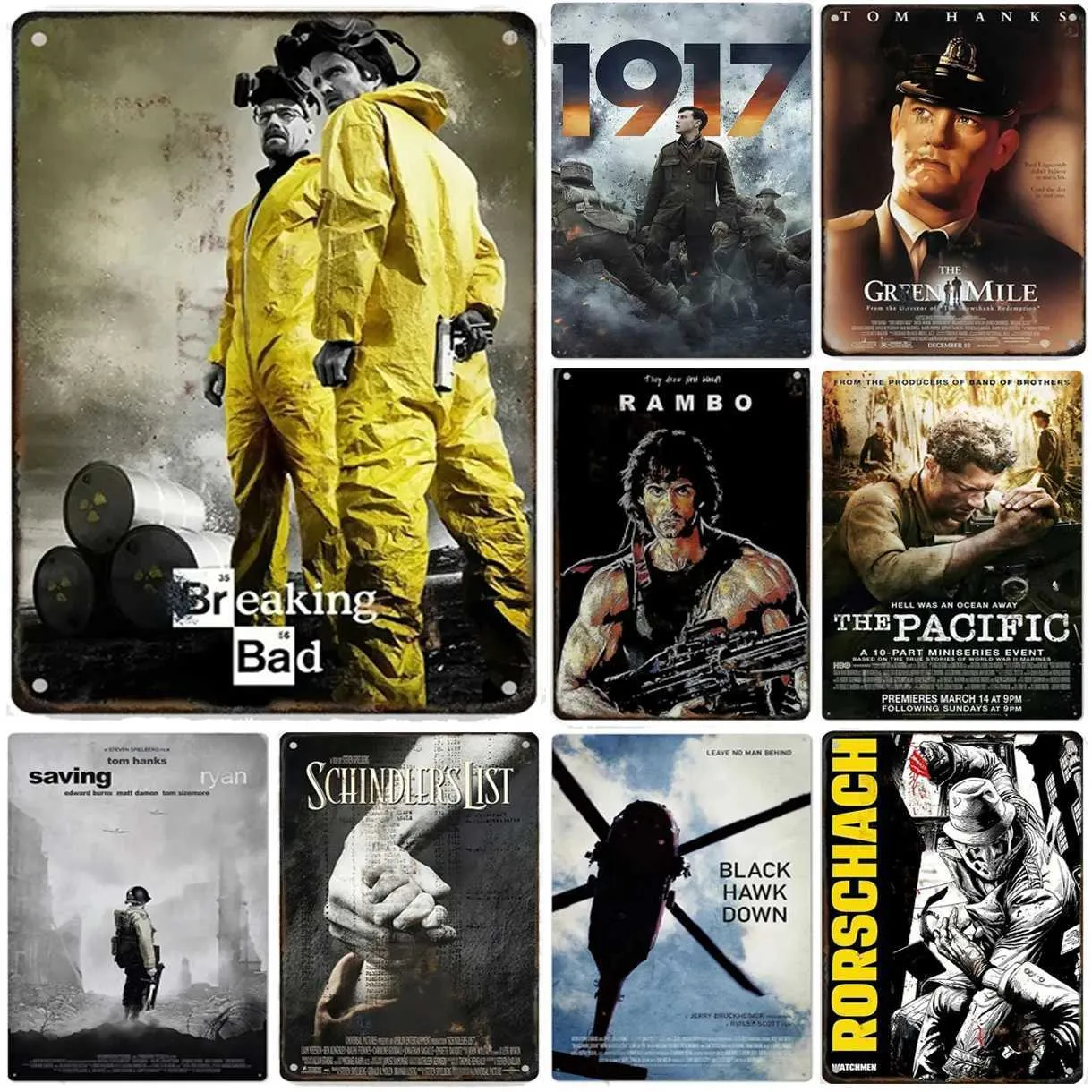 Retro Film Decor: Vintage Metal Movie Posters, Man Cave Tin Signs ...