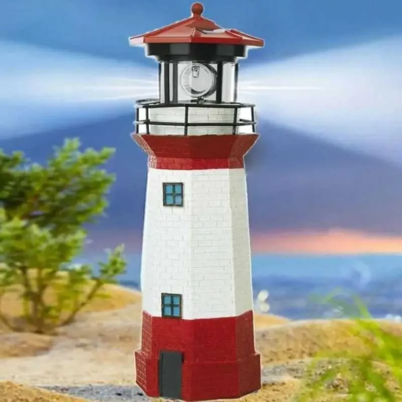 Solar LED Lighthouse Beacon Light: Rotating Beam, Garden, Lawn & Fence ...