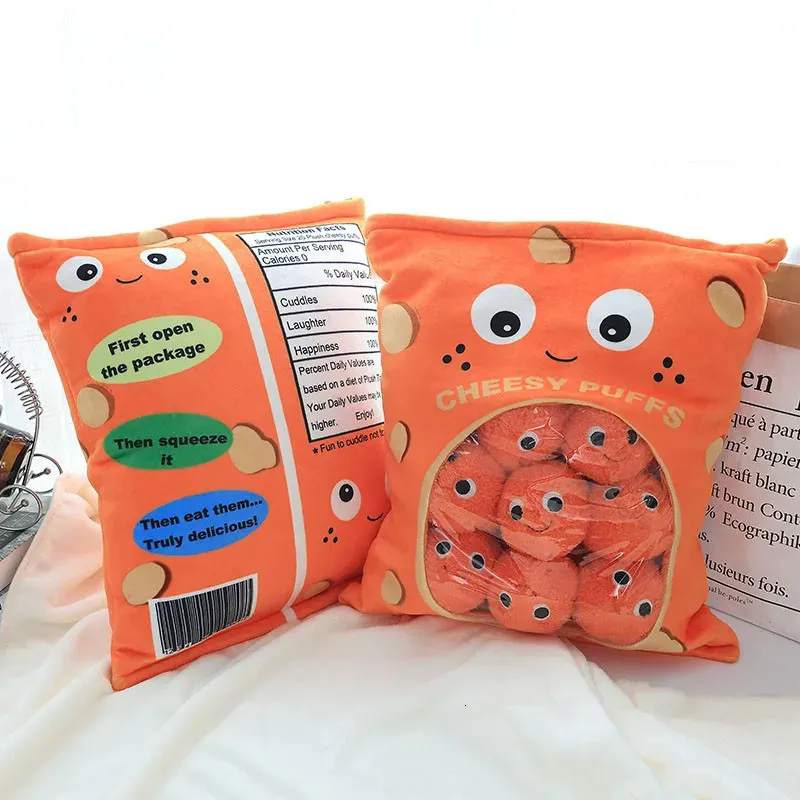 Cheesy Puffs Plush Toys 6 Pack Lifelike Stuffed Food Pillows For Kids ...