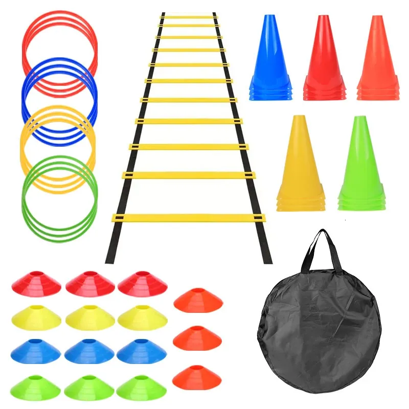Football Agility Training Set: 19.6ft Ladder with 12 Rungs - Speed ...