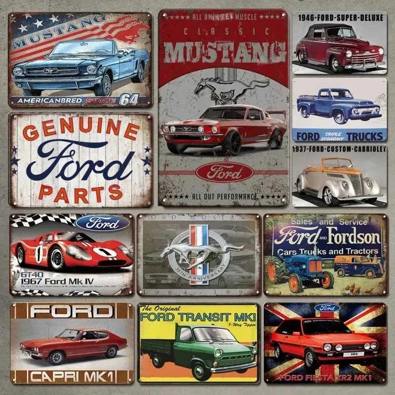 Vintage Metal Tin Signs Ford Mustang Plaque Parking Only Classic Car ...