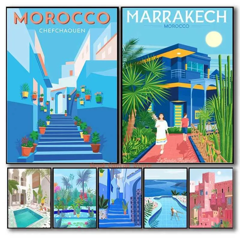 Moroccan Theme Party Decor: Vintage Marrakech Street Art Canvas Print ...