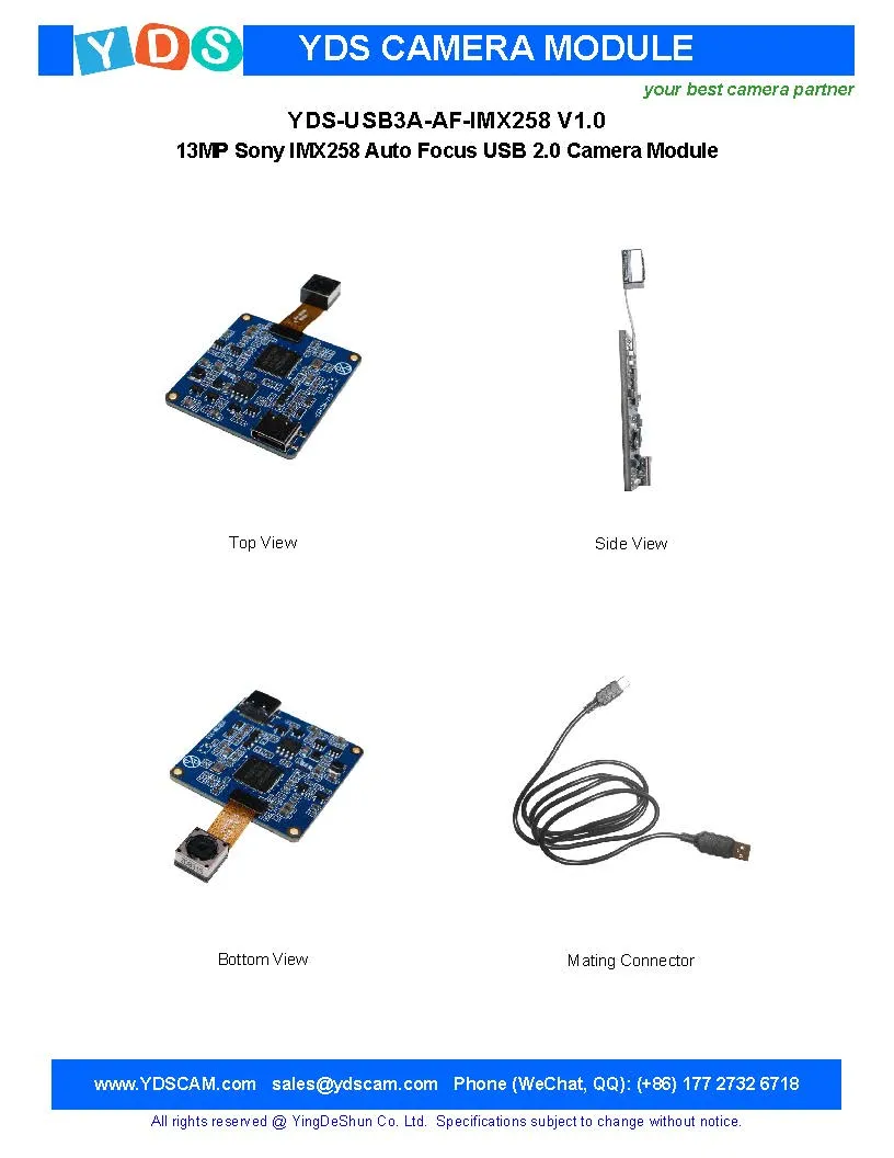 DHgate.com:13MP USB 2.0 Camera Module with IMX258 Sensor, Auto Focus, YDS-USB3A-AF-IMX258 V1.0 ...